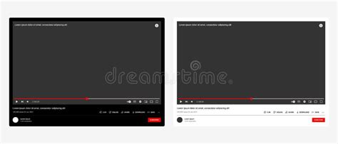 Youtube Multimedia Player Window Template Youtube Video Template Vector Set Stock Vector