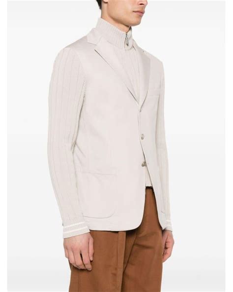 Eleventy Layered Knit Panels Blazer In Natural For Men Lyst
