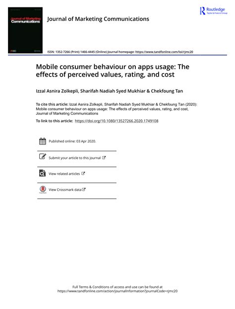 Pdf Mobile Consumer Behaviour On Apps Usage The Effects Of Perceived