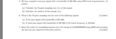 Solved 5 We Have Sampled A Low Pass Signal With A Bandwidth
