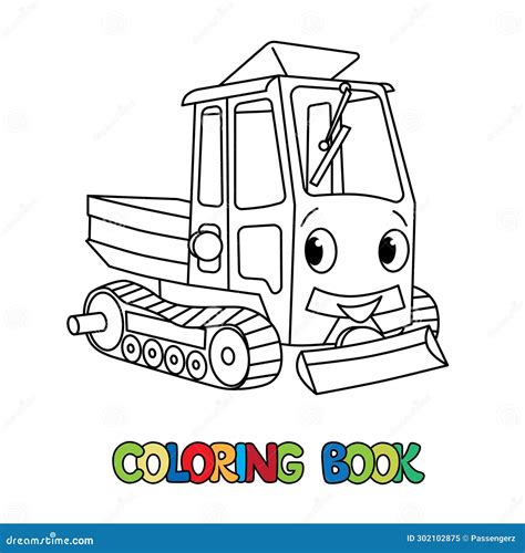 Mini Tractor Line Art Illustration Coloring Book Pages For Adults And
