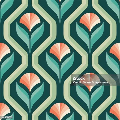 아르 데코 장식 이음새가 없는 패턴 추상 아르누보 기하학적 배경 디자인 예술적 벡터 일러스트레이션 디자인 요소 고대 이집트 스타일 연꽃 빈티지 복고풍 그래픽 스타일 꽃