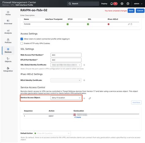 configure geolocation based policies for remote access vpn on secure