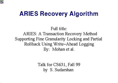 Aries Recovery Algorithm