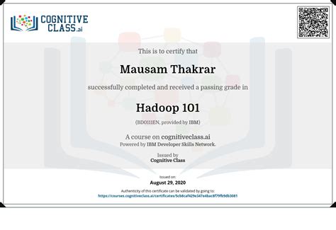 IBM BD EN Certificate Cognitive Class