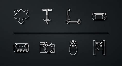 세트 라인 퍼즐 조각 장난감 장난감 피아노 휴대용 비디오 게임 콘솔 텀블러 인형 사진 카메라 포고 스틱 점프 주판 및 스쿠터