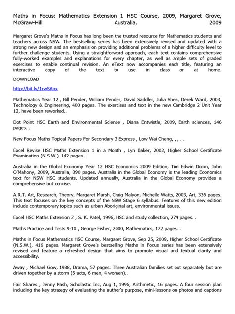 Maths In Focus Mathematics Extension 1 Hsc Course Pdf