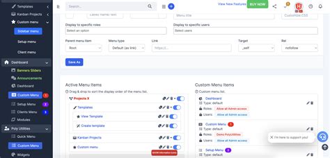 Polyutilities For Perfex Crm Quick Access Menu Custom Js Css And