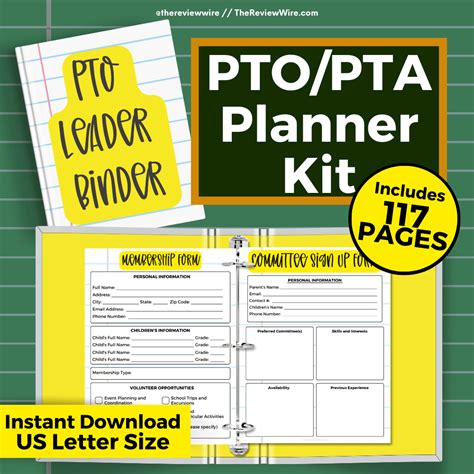 Digital Pto Pta Printable Planner Kit The Review Wire