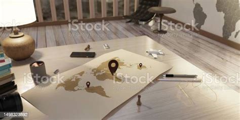 전 세계 여행자를 위한 여행 지도 여행 계획 세계 지도 전 세계 모험을 위한 디자인 요소 3d 일러스트레이션 3차원 형태에 대한