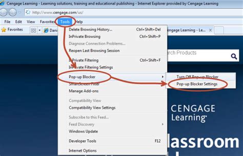 manage popup blocker