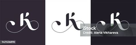 K 문자 모노그램 우아한 럭셔리 K 캘리그래피 스타일 벡터 디자인 고급스러운 선형 크리에이티브 모노그램 0명에 대한 스톡 벡터