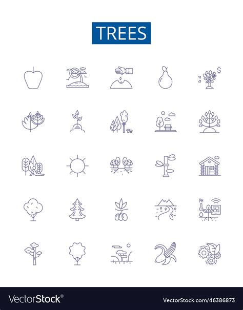 Trees Line Icons Signs Set Design Collection Vector Image