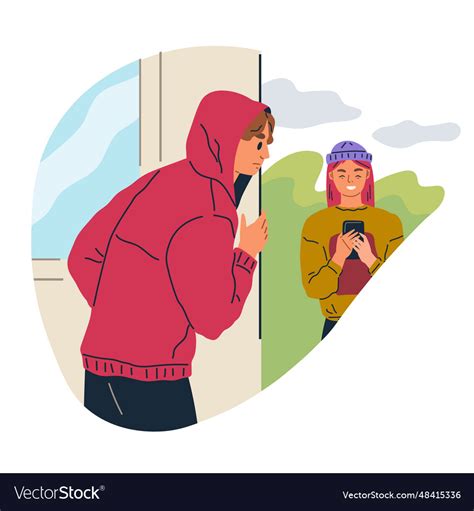 Spying Observing And Sneaking Making Observation Vector Image