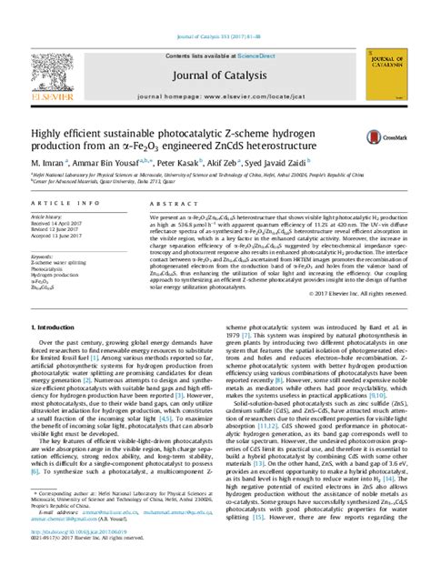 Pdf Highly Efficient Sustainable Photocatalytic Z Scheme Hydrogen