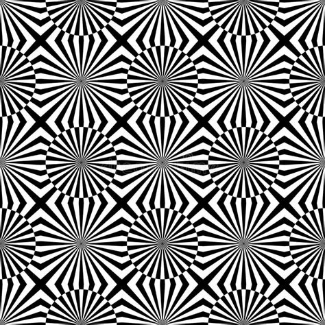 Abstract Vector Seamless Op Art Pattern Monochrome Graphic Ornament Striped Optical Illusion