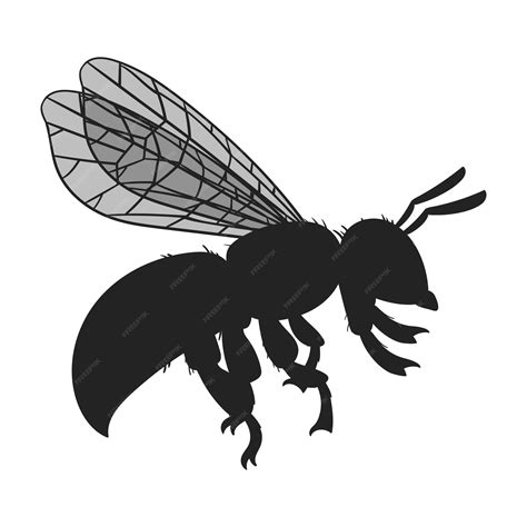 Premium Vector Bee Silhouette Cartoon Flying Honey Bee Insect Winged