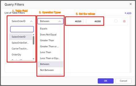 how to filter data at the query designer level