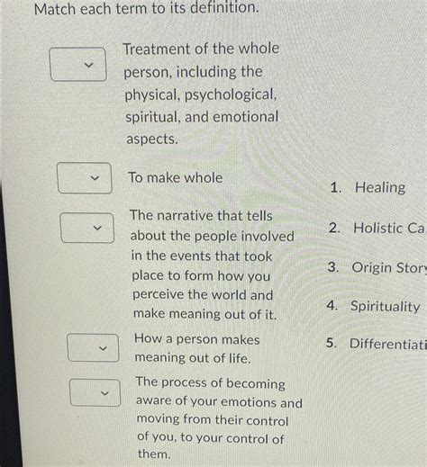 Solved Match Each Term To Its Definition Treatment Of The Chegg Com