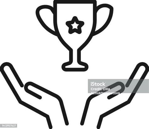 자선 및 자선 개념 얇은 선으로 그려진 고품질 기호 웹 사이트 상점 인터넷 상점 배너 등에 적합합니다 열린 손 위에 잔 안쪽에