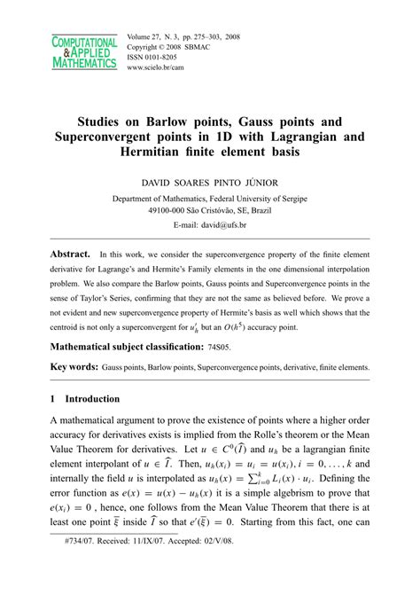 Pdf Studies On Barlow Points Gauss Points And Superconvergent Points