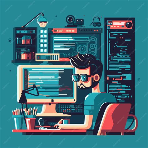 Premium Vector Vector Flat Illustration Software Developer Cyber Program Security