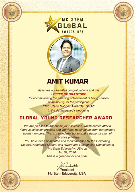Amit Kumar Cs On Linkedin Grateful Globalyoungresearcher2024 Computerscience Innovation