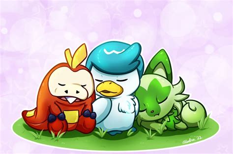Sprigatito Fuecoco And Quaxly Pokemon Drawn By Aludra Aludrakijurorin Danbooru