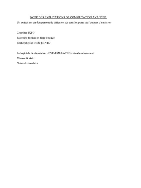Note Des Explications De Commutation Avancee Pdf