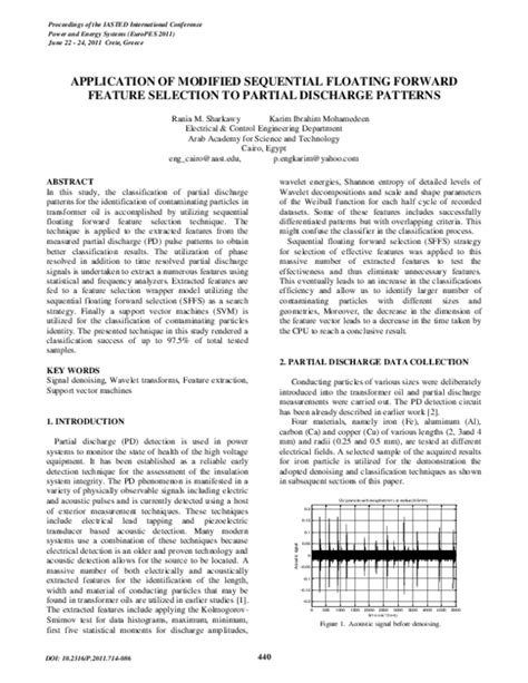 Pdf Application Of Modified Sequential Floating Forward Feature