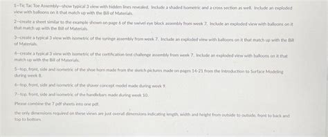 Solved Can You Attach A Solidworks File For All The Model Chegg Com