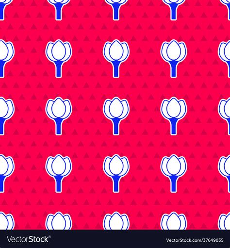 Blue Flower Tulip Icon Isolated Seamless Pattern Vector Image