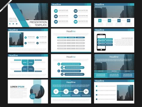 블루 인포 그래픽 프리젠 테이션 템플릿 프리미엄 벡터