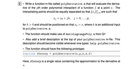 2 Write A Function M File Called Polyderivativem