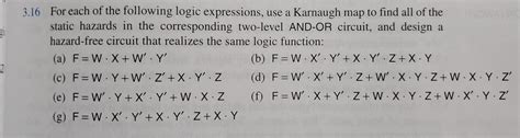 solved 3 16 for each of the following logic expressions use