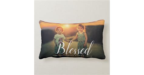 Create Your Own Holidays Blessed Script Photo Lumbar Pillow