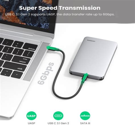 Ugreen Usb C 3 1 Gen2 2 5 Sata Hdd Ssd Tool Free Enclosure Enhanced With Uasp Usb Attached
