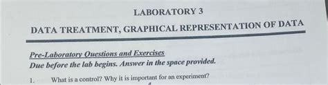 LABORATORY DATA TREATMENT GRAPHICAL REPRESENTATION Chegg