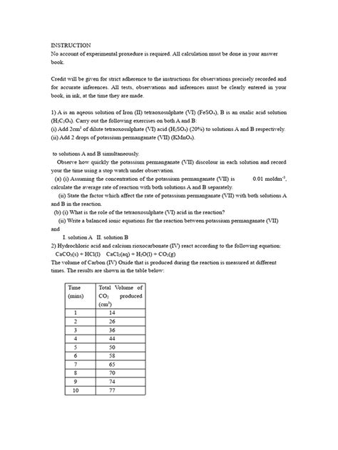 Chemistry Practical Ss2 2nd Term Pdf Acid Slope