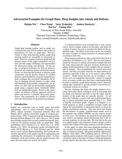 Pdf Adversarial Examples For Graph Data Deep Insights Into Attack And Defense