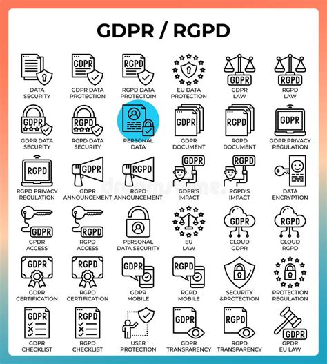 General Data Protection Regulation Gdprrgpd Concept Icons Stock Vector