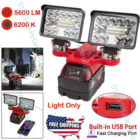 5600lm Led Work Light Outdoor Portable Job Site Lighting For Milwaukee 18v M18 Led Work Light