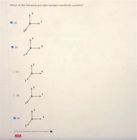 Solved Which Of The Following Are Right Handed Coordinate
