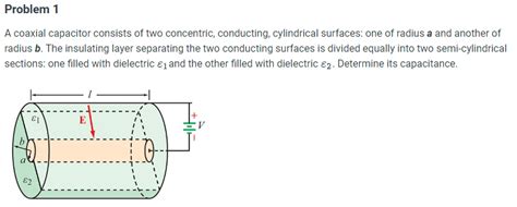 Solved Problem 1a Coaxial Capacitor Consists Of Two