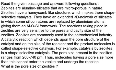 On Which Factor Shape Selective Catalysis Depends A Size Of Reac