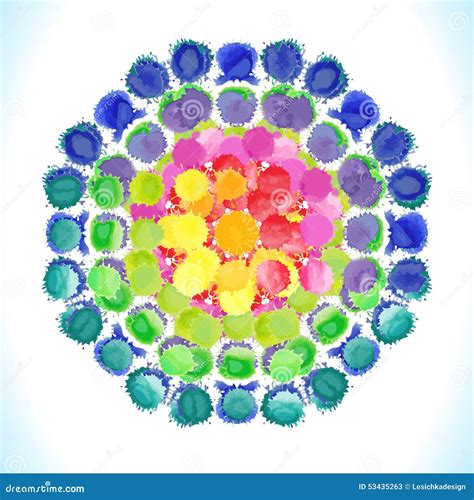 Vector Watercolor Circle With Colorful Rainbow Blobs Stock Vector Illustration Of Artwork