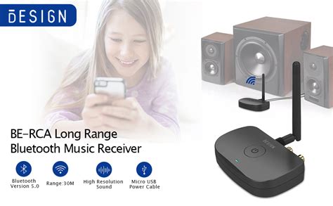 Besign BE RCA Long Range Bluetooth Audio Adapter HiFi Wireless Music Receiver Bluetooth
