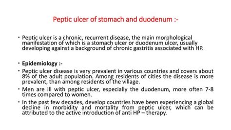 Peptic Ulcer Of Stomach And Duodenum Pptx