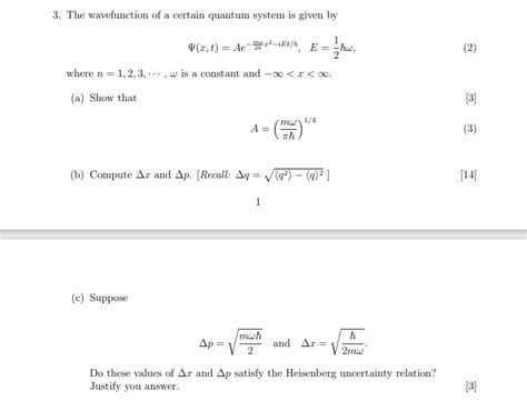 solved 3 the wavefunction of a certain quantum system is