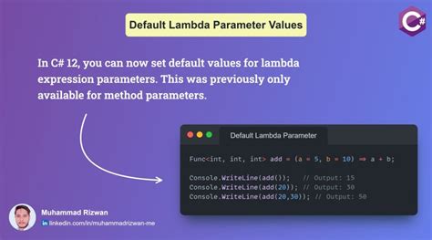 Default Lambda Parameter Values In C 12 Muhammad Rizwan Posted On The Topic Linkedin